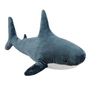 mupi shark stuffed animal 39“ shark plush soft squishy shark toys shark plush pillows, perfect stress relief，room decoration for boys and girls shark plushies for kids（dark blue）