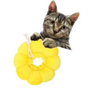 adjustable cat recovery collar cat elizabethan collar pet cone collar cat cone collar for anti-bite lick, kittens and puppies wound healing (s sun flower)