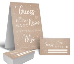 your main event prints bridal shower games – kraft minimalist style (how many kisses game), includes 1 5x7 stand and 50 guessing cards