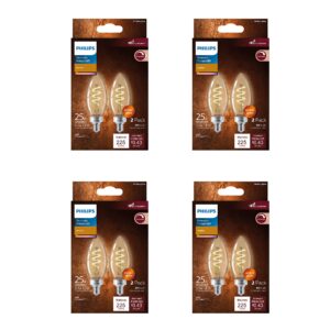 philips led vintage flicker-free amber spiral b11 dimmable, eyecomfort technology, 225 lumen, amber light(2000k), 3.5w=25w, title 20 certified, e12 base, 8-pack (565804)