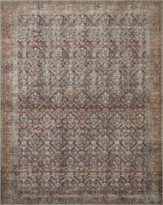 loloi amber lewis billie collection, ink & salmon 6'-0" x 9'-0" area rug – antique & distressed accent rugs for living room, bedroom, entryway & hallway, no shed high traffic area home decor rug