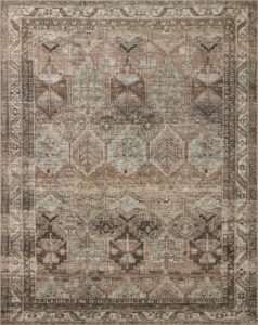 loloi amber lewis billie collection, clay & sage 2'-6" x 7'-6" area rug – antique & distressed accent rugs for living room, bedroom, entryway & hallway, no shed high traffic area home decor rug