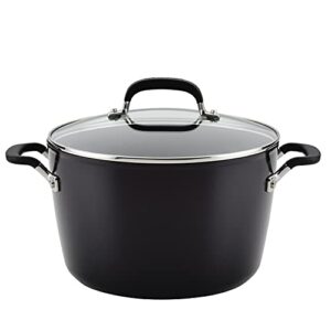 kitchenaid hard anodized nonstick stockpot with lid, 8 quart, onyx black