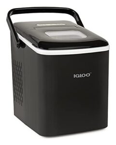 igloo premium self-cleaning countertop ice maker machine, handled portable ice maker, produces 26 lbs. in 24 hrs. with ice cubes ready in 6-8 minutes, comes with ice scoop and basket