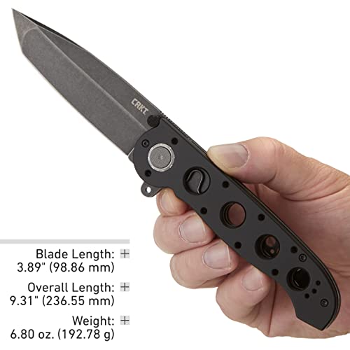 CRKT M16-04DB Folding Pocket Knife: Assisted Opening EDC, Deadbolt Lock, Reversible Pocket Clip Stonewash Blade, Aluminum Handle