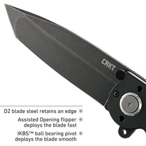 CRKT M16-04DB Folding Pocket Knife: Assisted Opening EDC, Deadbolt Lock, Reversible Pocket Clip Stonewash Blade, Aluminum Handle