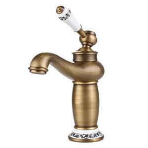 mixer tap retro faucet kitchen faucet retro brass single lever & ceramic sink faucet with water inlet for bathtub bathroom water-tap european style (brass)