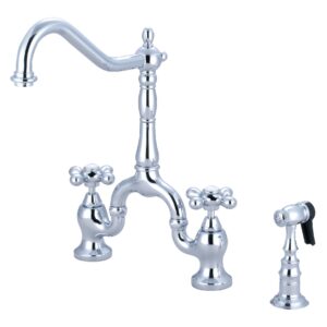 kingston brass ks7751axbs english country bridge kitchen faucet, polished chrome