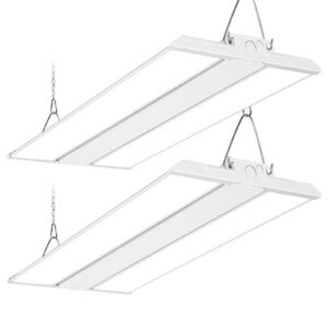 hykolity 2ft led linear high bay shop light, 150w led shop light, 19500lm 130lm/w, 100-277v, 0-10v dim, 5000k daylight linear hanging light for warehouse workshops, ul, 2 pack