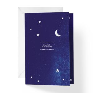 1up greetings happy birthday card for a friend | friendship like ours is magic | stars moon | single card and envelope