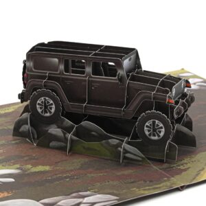 liif jeep wrangler 3d pop-up birthday card for men, father's day, retirement, get well soon