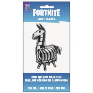 unique fortnite llama giant black/silver foil balloon - 35" (1 count) | premium quality party decor - perfect for gaming parties & themed events