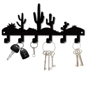 creatcabin cactus metal key holder hanger organizer rack wall mounted decor decorative 6 hooks for entryway front door kitchen office university dormitory,with screws and anchors 10.6inch x 5.1inch