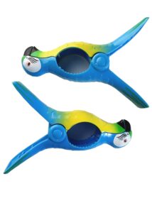 c&h solutions blue parrot flip style beach towel clips jumbo size for beach chair, cruise beach patio, pool accessories for chairs, household clip, baby stroller