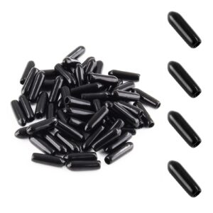 suiwotin 60pcs round rubber end caps 1/8 inch/3mm screw thread protectors round tube bolt cap cover black vinyl tube caps (black, 3mm inner dia)