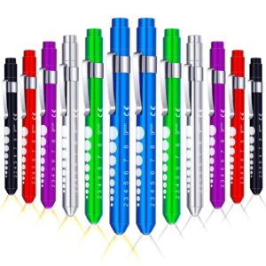 penlight for nurse pen light led reusable pen light with pupil gauge nurses pin light for torch medical students doctors daily use with pocket clip nurse gifts(15 pieces,basic colors)