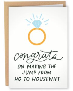 sleazy greetings funny wedding card for bachelorette party bridal shower - congrats on making the jump from ho to housewife - funny congratulations card for bride to be