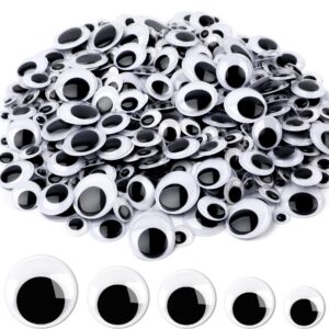 julmelon 500 pieces wiggle googly eyes self adhesive black white craft eyes for diy crafts decoration (0.4 in, 0.6 in, 0.8 in, 1 in, 1.2 in)