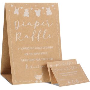 50 pieces diaper raffle tickets and 1 sign baby shower games baby shower invitations with diaper raffle cards kraft paper baby gender neutral tickets for baby shower party favor decorations supplies