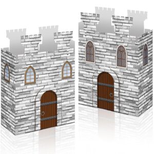 12 pcs castle favor boxes medieval party decoration cardboard castles knight princess party supplies diy candy treat box for dragon birthday party baby shower table decorations