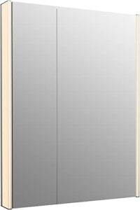 kohler k-81149-sle-da1 maxstow medicine cabinet with led light, mirror doors & staggered shelves, rectangular frame, 32" x 40"