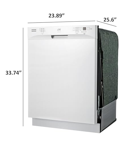 SPT SD-6501WA 24″-wide Built-In Stainless Steel Tall Tub Dishwasher with ENERGY STAR, Heated Drying, 6 Wash Programs and 14 Plate Settings – White