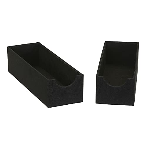 Household Essentials 2-Pack of Drawer Organizers, Sturdy Chipboard with Soft Polyester Cover, Handy and Fashionable Organization Solution, 3” H x 4” W x 12” D, Black Linen