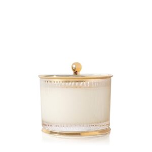 thymes frasier fir candle - gilded frosted wood grain jar candle - scented candle with a luxury home fragrance - elegant holiday candle - gold candle lid and gilded gold base (medium, 9 oz)