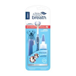 fresh breath certified wellness collection vet strength oral care kit for large dogs - removes plaque & tartar - freshens bad dog breath - teeth cleaning kit