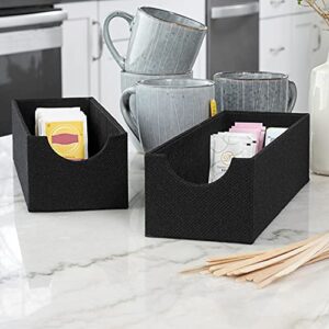 Household Essentials 2-Pack of Drawer Organizers, Sturdy Chipboard with Soft Polyester Cover, Handy and Fashionable Organization Solution, 3” H x 4” W x 12” D, Black Linen