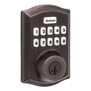 kwikset home connect 620 smart lock deadbolt with z-wave technology, works with ring alarm, samsung smartthings and more, z-wave hub required, traditional design in venetian bronze