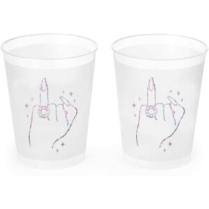 xo, fetti bachelorette party ring finger reusable cups - 16 frost flex cups | bach party drinkware, cute bridal shower supplies, engagement reusable cups, bride to be decorations, bridesmaids favors