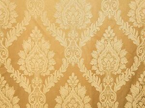 56" wide gold drapery upholstery jacquard damask fabric sold by the yard