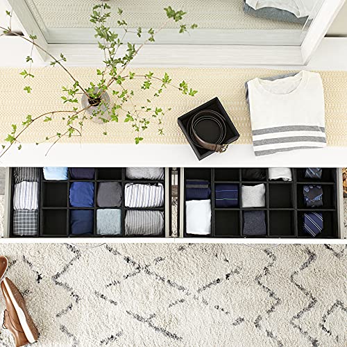 Household Essentials 2-Pack of Drawer Organizers, Sturdy Chipboard with Soft Polyester Cover, Handy and Fashionable Organization Solution, 3” H x 4” W x 12” D, Black Linen