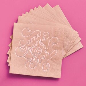 xo, fetti bachelorette party napkins - 50 count | rose gold 3-ply cocktail napkins 5x5, bach party decorations, bridal shower gift