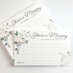 cardamonoly share a memory card for celebration of life - minimalist well wishes card - 6 x 4 - set of 50 - weddings, anniversaries, memorials, funerals, birthdays, graduation