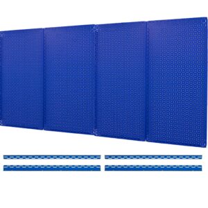 omniwall 16" x 32" metal pegboard panel 4-pack for garage & home wall storage organization system (blue)