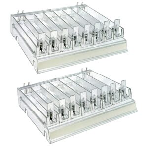 azar displays 225830-8comp-clr 8 compartment divider bin cosmetic tray with pushers - 8 slots per tray, 2-pack, clear