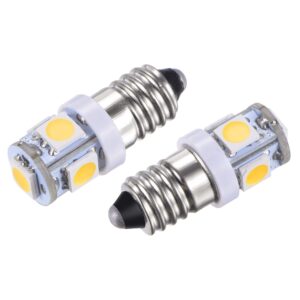 meccanixity e10 screw base led bulbs 5-5050 dc 12v 1w mini lights interior lamps, warm white pack of 4