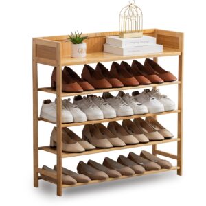 sobibo bamboo shoe rack organizer, 5 tier shoe shelf storage organizer, for entryway, hallway, and closet (nature-31.5)