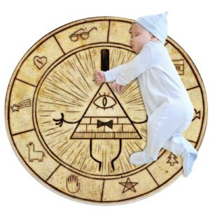 inhomer small area rugs bathroom rugs bill cipher wheel zodiac non-slip throw rug floor carpet door mat for sofa bedroom nursery decor, (round - 2.2ft diameter)