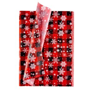 whaline 120 sheet christmas buffalo plaid tissue paper winter red black plaids snowflake tissue paper xmas wrapping paper rustic art craft paper for christmas winter party craft gift wrapping