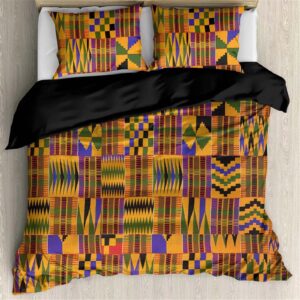 seanative african kente print duvet cover set ultra soft polyester bedding set for home bedroom ethnic style comforter cover king size