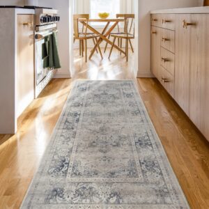 ruggable – sarrah blue quartz – machine washable runner rug – pet & child friendly – stain & water resistant – non-slip – 2.5'x7'