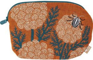 kusubashi crest weave a-68398-90-or morita miw pouch, flower and stambug, orange