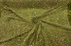 new creations fabric & foam inc, 54" stretch velvet with luxury sequins all over 5mm shining sequins 2-way stretch (olive, 1 yard)