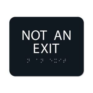 alpha dog ada signs - not an exit sign with braille for your business, 4x5 inch, ada compliant, indoor or outdoor, easy installation, made in the usa, black