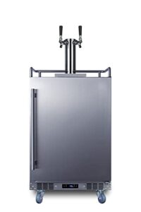 summit sbc683ostwin 24" wide built-in or freestanding outdoor beer kegerator, dual tap, weatherproof, automatic defrost, digital thermostat, tap cool system, adjustable shelves, four casters