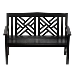 achla designs fretwork garden bench, 4 ft black