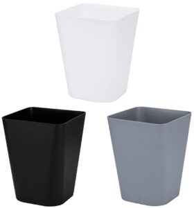 lawei set of 3 plastic small trash can - 1.6 gallon square wastebasket garbage can for home kitchen office bathroom